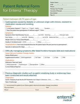 Patient screening & referral form | Enterra Medical, Inc.